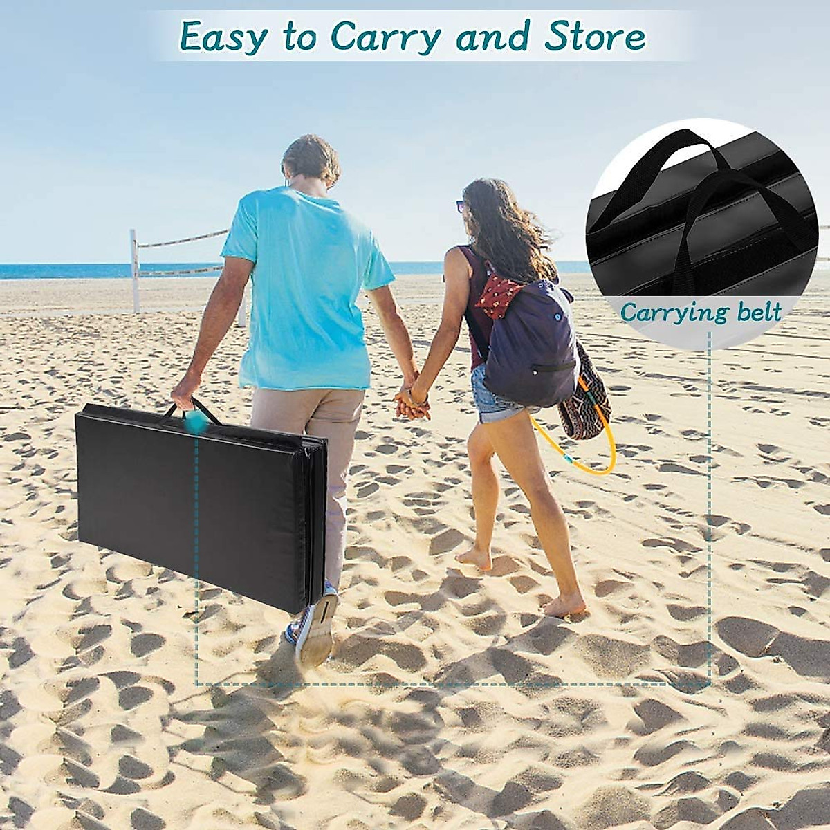 Gymnastics Mat Yoga Mat Exercise Mat Folding Extra Thick Tumbling Mat for Home Gym with Carrying Handles 4'x8'x2 Anti-Tear Fitness Aerobics Crash Panel Mat for Kids, Adult, Black