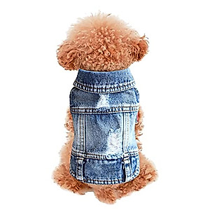 Large Dog Apparel Vest Clothing Spring Fashion for Small Jean Cool Cats Shirt Breathable Jacket Pet Dog Clothes for Girls Medium