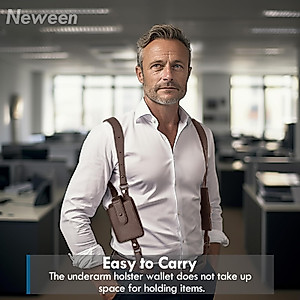 Neween Anti-Theft Hidden Underarm Strap Wallet Pocket Holster Phone Shoulder Holster Bag Leisure Double Shoulder Pouch (Coffee)