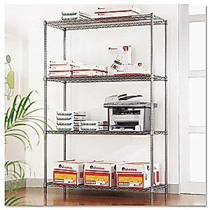 Alera Complete Wire Shelving Unit w/Caster, 48" x 18" x 72", Black Anthracite