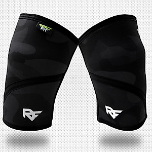React FIT 7mm SBR Neoprene Knee Sleeves (1 Pair) Support & Compression for Weightlifting, Powerlifting, CrossFit, Training, WOD, GYM, Workout, Sports, Squats, Injury Protection (Medium, Punisher)