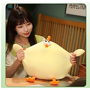 Maomoto Funny Fat Chicken Plush Pillow 17.7", Super Soft Simulation Mother Hen Doll, Cute Plush Chicken Pillow, Chicken Plush Neck Pillow,Yellow Chicken Stuffed Animal for Boys Girls Festival Gifts