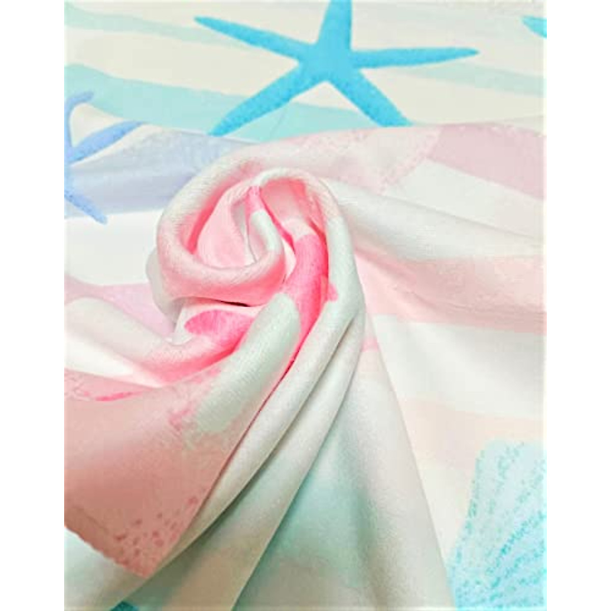 JALIBEI Starfish and Conches On Pink and Blue Striped Background Hand Towels Bath Towels Soft Kitchen Dish Towels 13.6*29 for Household Daily Use | Home Decoration | Carry-On Hotel Gym Spa