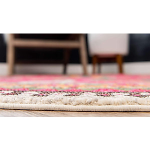 Unique Loom Sedona Collection Southwestern, Border, Over-Dyed, Animals, Tribal, Abstract Area Rug, 3 Feet 3 Inch, Pink/Beige