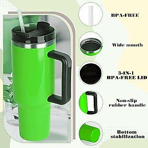 40 oz Tumbler with Handle and Straw Lid, Insulated Cup Reusable Stainless Steel Water Bottle, Double Wall Spill Proof, Travel Mug, Green