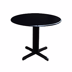 International Concepts Dual Drop Leaf Dining Table, 36-Inch, Black