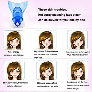 Facial Steamer Hot Mist Face Steamer Home Sauna Face Humidifier for Face Steaming Skincare (Blue)