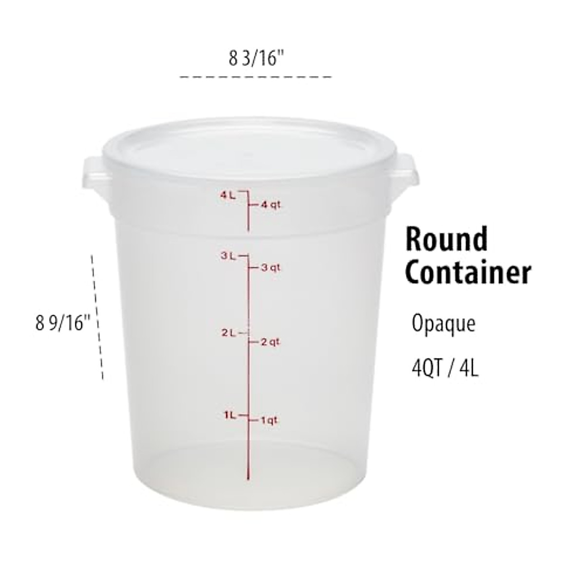 Cambro 4 QT (Quart) BPA-Free Round Food Storage Container with Lid (2 Pack) - Classic Series (Translucent)