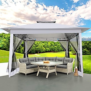 COBIZI 12x12 Pop up Gazebo on Clearance with Mosquito Netting,carpas para Patio Deals,Outdoor Canopy Tent with Portable Carrying Bag, Patio Gazebo for Garden Backyard, Lawn & Beach,Grey