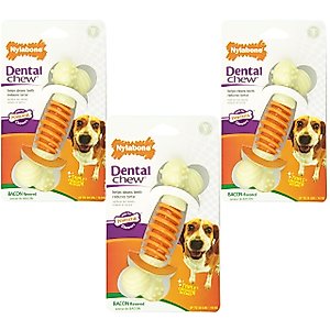 (3 Pack) Nylabone Pro Action Dental Chews, Bacon Flavored - Size Medium