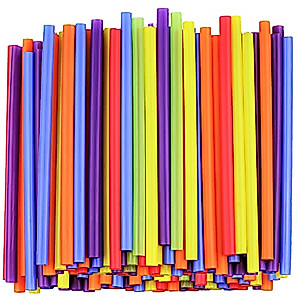 [200 Pack] Jumbo Smoothie Straws - 8.5" High Assorted Colors Milkshake Straws