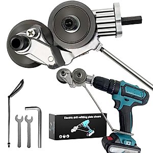 JIAYUNA 2024 NEW Metal Nibbler Drill Attachment, Metal Nibbler Drill Attachment with Adapter, DIY Metal Drill Attachment, Metal Cutter Sheet Drill Attachment for Metal Cutting