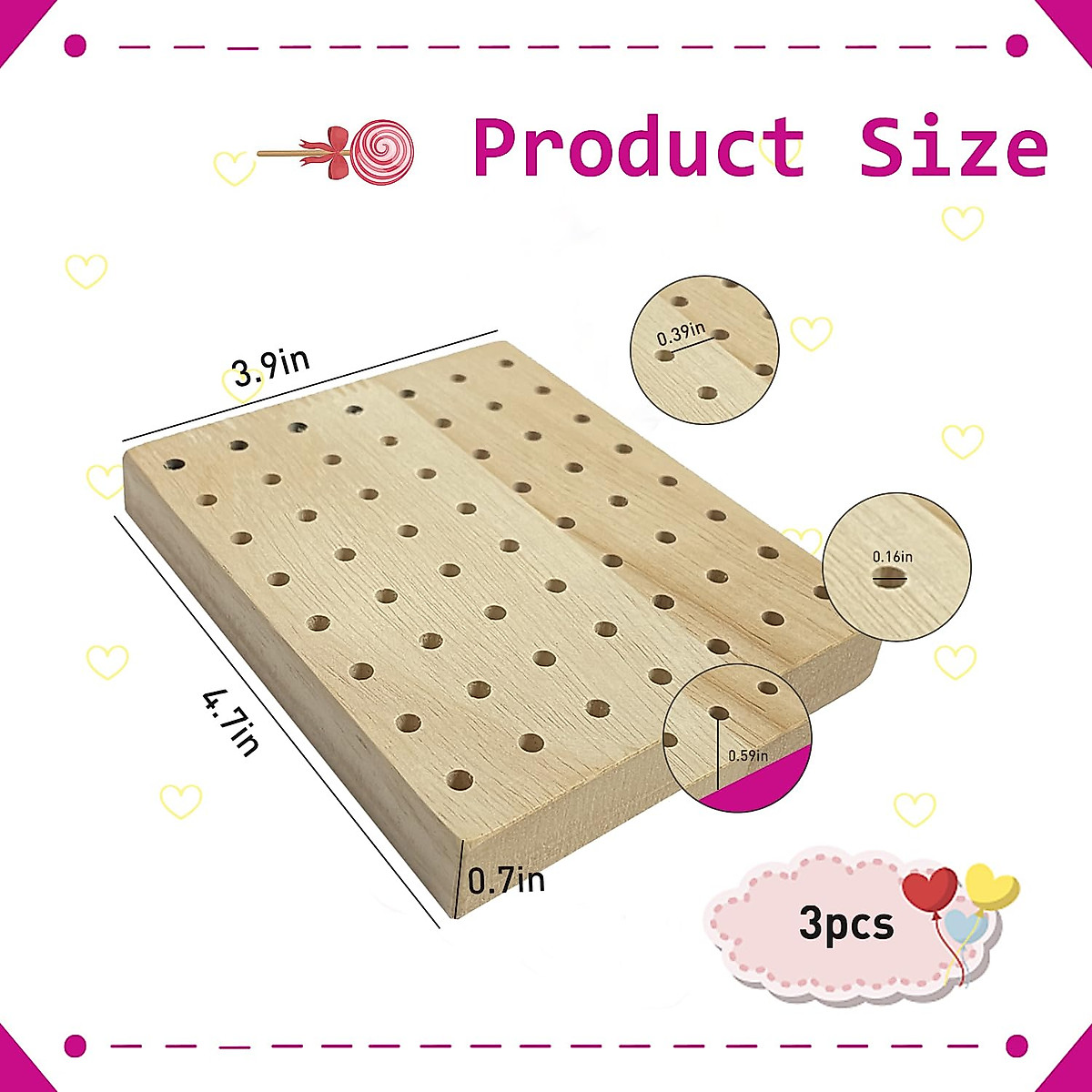 Cake Pop Stand 3 Pack Wooden Cakepops Stand Display Holder 56 Holes Wood Lollipop Holder Stand Decorative Candy, for Party, Birthday, Weddings, Anniversaries, Baby Showers, Fit 4mm Lollipop Sticks