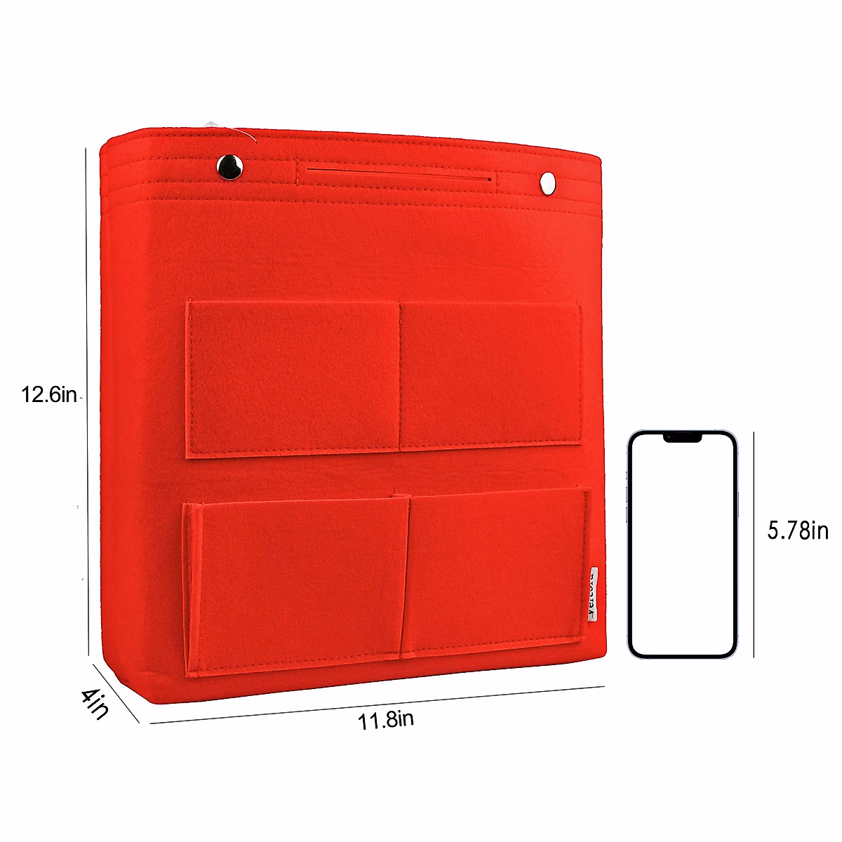 Vercord Extra Tall Felt Bag Organizer Vertical Height Design for Deep Tote and Backpack Bags Red