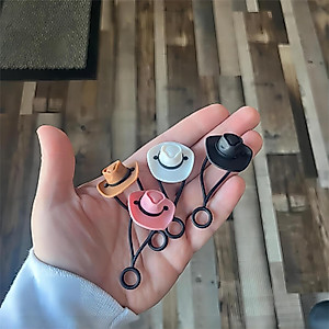 4 Pack Silicone Cowboy Hat Straw Covers Cap Compatible with Stanley Cup 30 40 oz, Cute Funny Tumbler Straw Topper Accessories for Man & Woman Gift