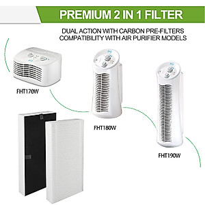 Hepa Filter Replacement for Honeywell U Filter (HRF201B) Febreze FRF102B air purifier filter Compatible with Honeywell HHT270, HHT290 Series 6 Pack
