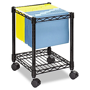 Safco Products 5277BL Compact Mobile File Cart for Letter or Legal Size Folders (Sold Separately), Black, 14"D x 15.5"W x 19.75"H