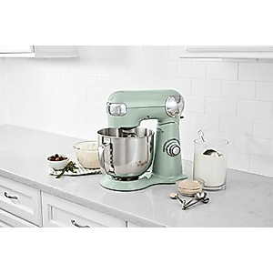 Cuisinart SM-50G Precision Master 5.5-Quart 12-Speed Stand Mixer with Mixing Bowl, Chef's Whisk, Flat Mixing Paddle, Dough Hook, and Splash Guard with Pour Spout, Agave Green, Manual