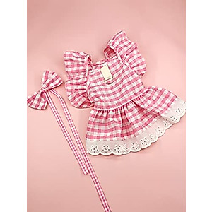 QWINEE Cute Dog Dress Ruffle Trim Cat Lace Princess Dresses with Bow Decor Puppy Tutu Skirt Holiday Party Costume Outfit for Small and Medium Cats Dogs Kitten Pink A Large