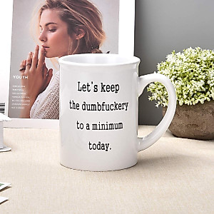 Funny Coffee Mugs Let's Keep To A Minimum Today Coffee Tea Cup with Funny Sayings - 20 Ounce Novelty Gift Funny Gift for Christmas Thanksgiving Festival Friends Men Women