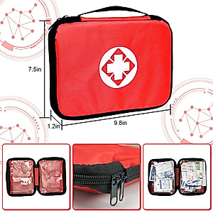 Travel-First Aid-Kit Car-Home 300PCS Survival-Kit Outdoor-Adventure - Small Portable Red Emergency Essential Sets Office Hiking Camping Business Public Must Have First Aid Gear Equipment 1st Aid