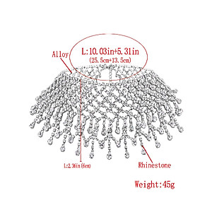 Nicute Festival Rhinestone Choker Full Crystal Necklaces Chain Summer Club Necklace Jewelry for Women (Silver)