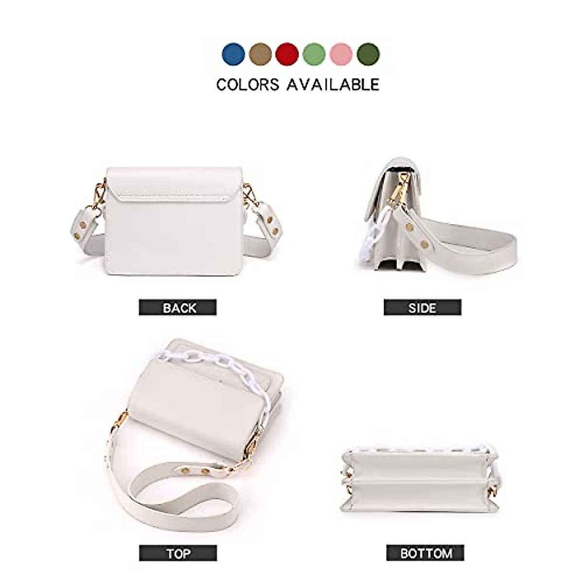 Fashion Purses and Handbags for Womens PU Leather Shoulder Messenger Bags (White)