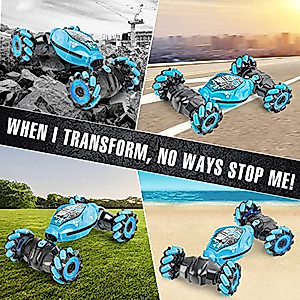 Remote Control Car, 2.4G 4WD Gesture RC Car, All Terrains Double Sides Rotating Hand Controlled RC Cars, Hand Gesture Remote Control Car with 2 Batteries, RC Cars for Boys and Girls with Light Music