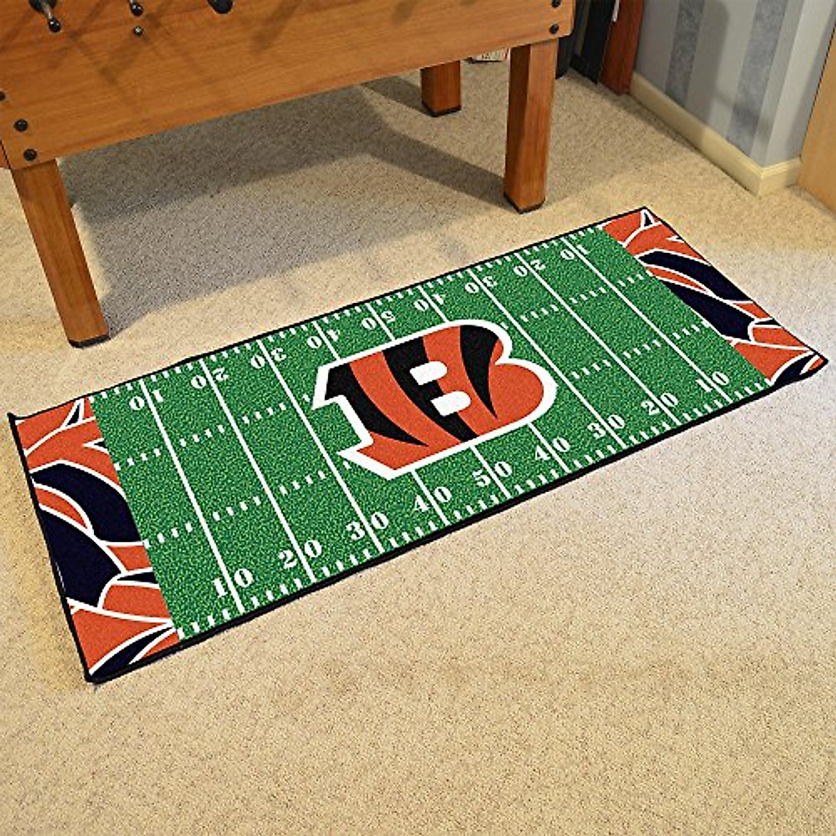 FANMATS 23229 Cincinnati Bengals Football Field Runner Rug - 30in. x 72in. Xfit Design