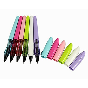 Hillento Jinhao Fountain Pen Set, Shark Series Plastic Fountain Pen Set, Diversity Color(Green, Light Blue, Pink, Purple, Rose Red, White), Set of 6