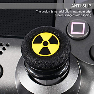 Playrealm FPS Thumbstick Extender & 3D Texture Rubber Silicone Grip Cover 2 Sets for PS5 Dualsenese & PS4 Controller (Radiation Black)