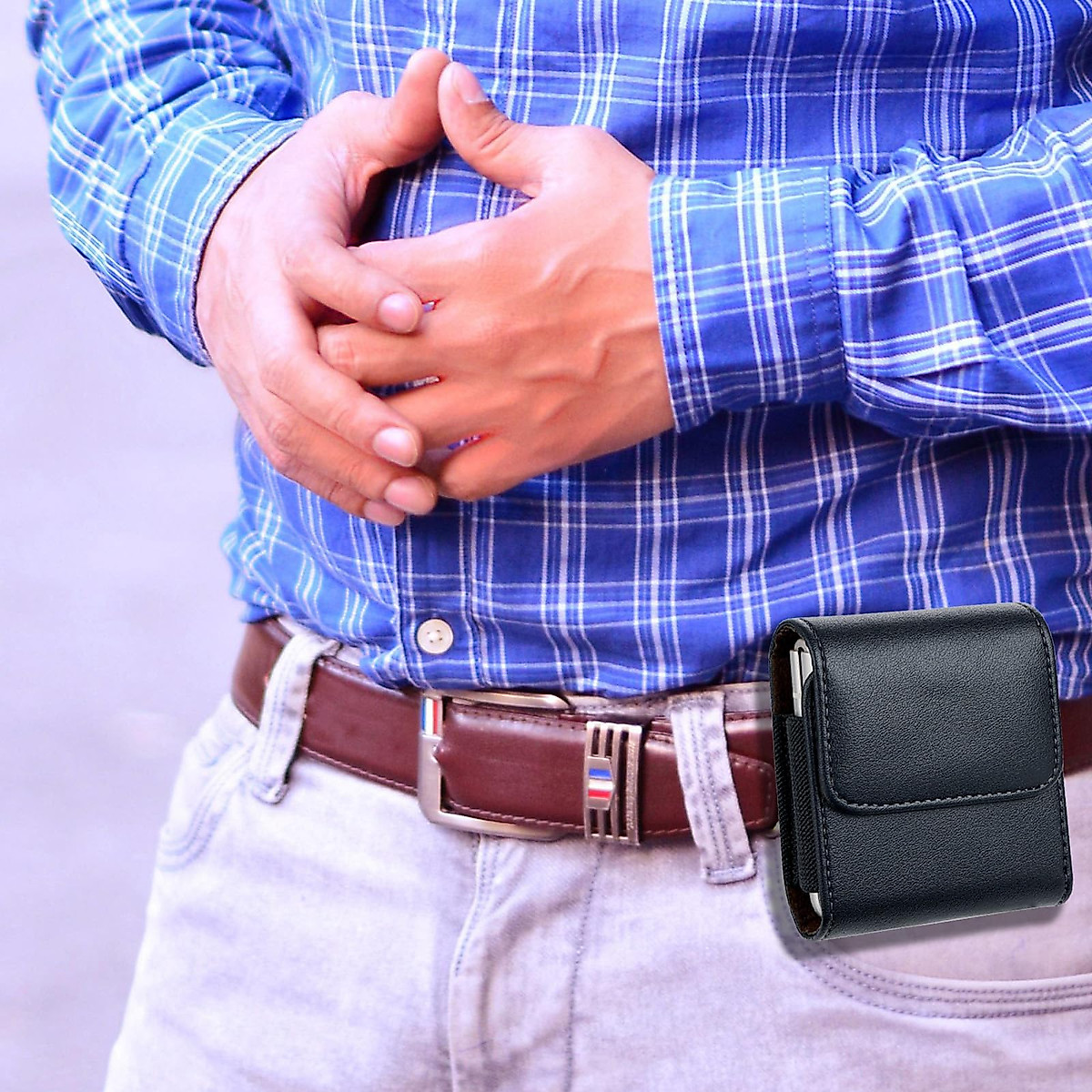 for Galaxy Z Flip 6/5/4/3 Belt Phone Holster, 360 Rotating Leather Phone Pouch Case, Belt Clip Phone Holder for Motorola Razr Plus, Razr 40 Ultra, Razr 5G 2023