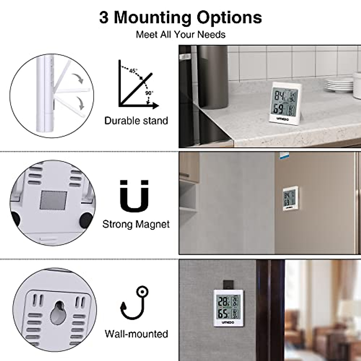 Digital Hygrometer Indoor Thermometer, Umedo Humidity Gauge with Large Display, Air Comfort Indicator, Accurate Hygrometer Thermometer Monitor for Home Greenhouse Humidor Pet Reptile Wine Cellar