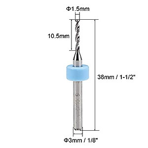 uxcell PCB Drill Bits 1.5mm Tungsten Carbide Rotary Tool Jewelry CNC Engraving Print Circuit Board Micro Drill Bits 1/8 Inch Shank 5 Pcs
