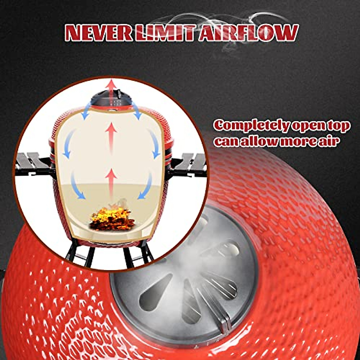 Dracarys Charcoal Kamado Cast Aluminum Top Vent Chimney for Vision Grills Classic B Series 18 Inch Pit Boss 71220, 71240