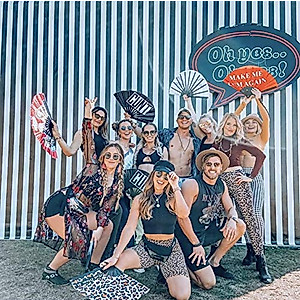 God Glam It Hand Fan – Bamboo Hand Fan for Women and Men – Big Folding Fan – Chinese Fan for Festivals, Parades, and Decorations – Black Design with Custom Print – 12-inch Handheld Fan (Cunt)