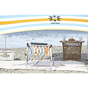 2 Pack of Neso Lightweight Water Resistant Beach Chairs with Shoulder Strap and Slip Pocket - Folds Thin (Vintage Stripes)