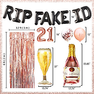 LaVenty Rose Gold 21st Birthday Decorations Finally 21 Rip Fake ID Birthday Party Decoration Her 21st Birthday for Women Forever 21 Birthday Decorations