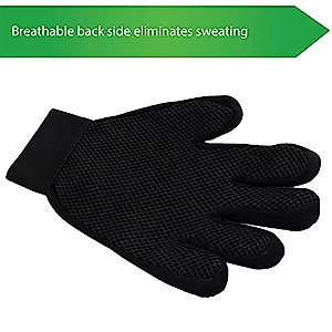 Pet Grooming Glove - Gentle Deshedding Washing Brush Glove - Efficient Pet Hair Remover Mitt - Enhanced Five Finger Design - Perfect for Dog & Cat Kitten Puppy with Long & Short Fur - Right Hand