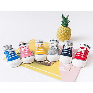 Zumou Baby Infant Anti Slip Non Skid Boys Sports Sneaker Shoe Socks 6 Pairs (0-6 Months, Colorful 6 Pairs)