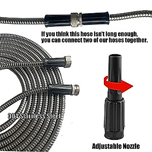 Garden Hose 50ft,304 Stainless Steel Metal Water Hose with Adjustable Nozzle, Lightweight, High Pressure, no kink explosion, no bite (50FT)
