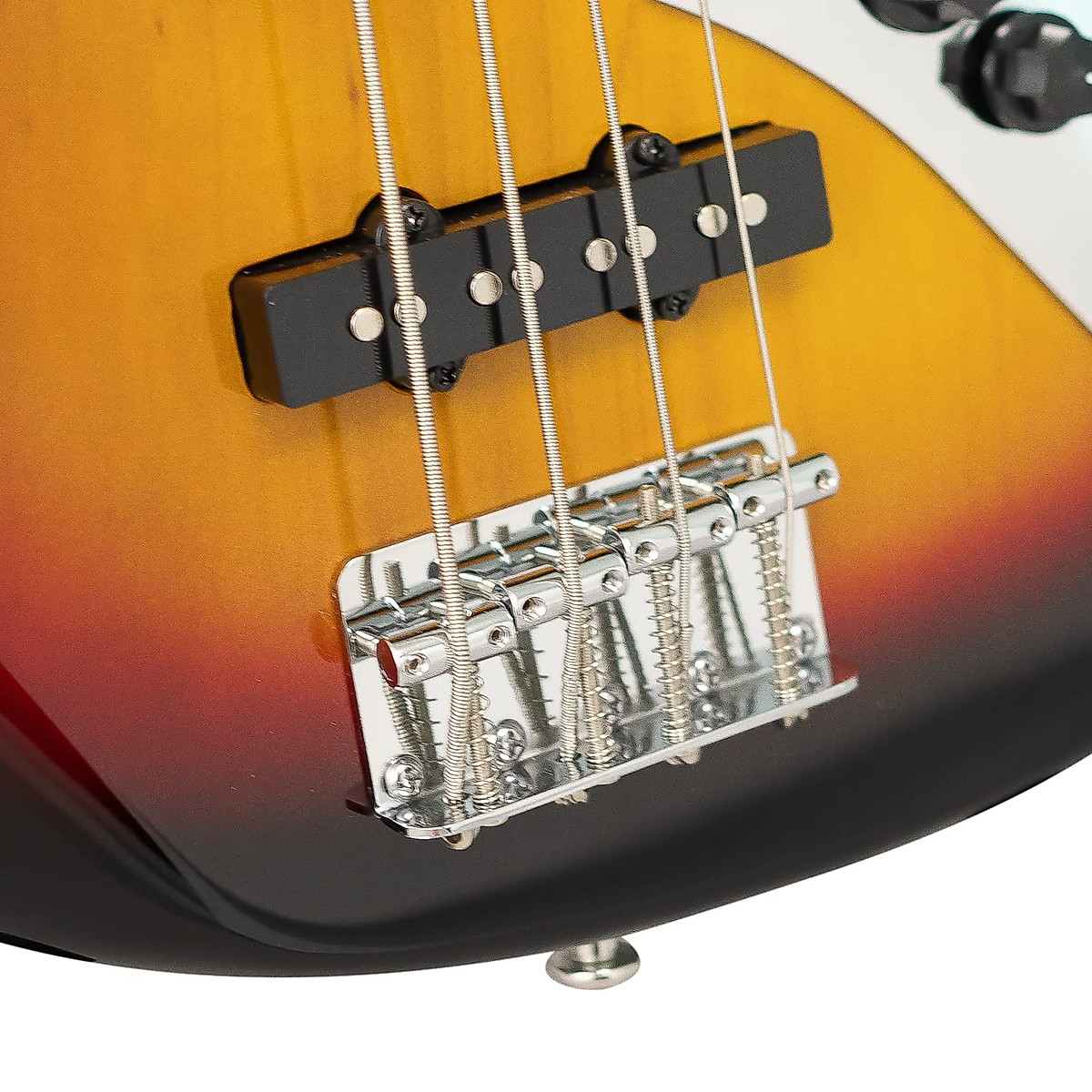 CNZ Audio JB Mini Electric Bass Guitar - Sunburst Body, Maple Neck, Rosewood Fingerboard & 3-Ply Tortoise Pickguard, 28.6" Short Scale Premium Pickups, Vintage Steel Bridge & Tuners - Pure Awesomeness