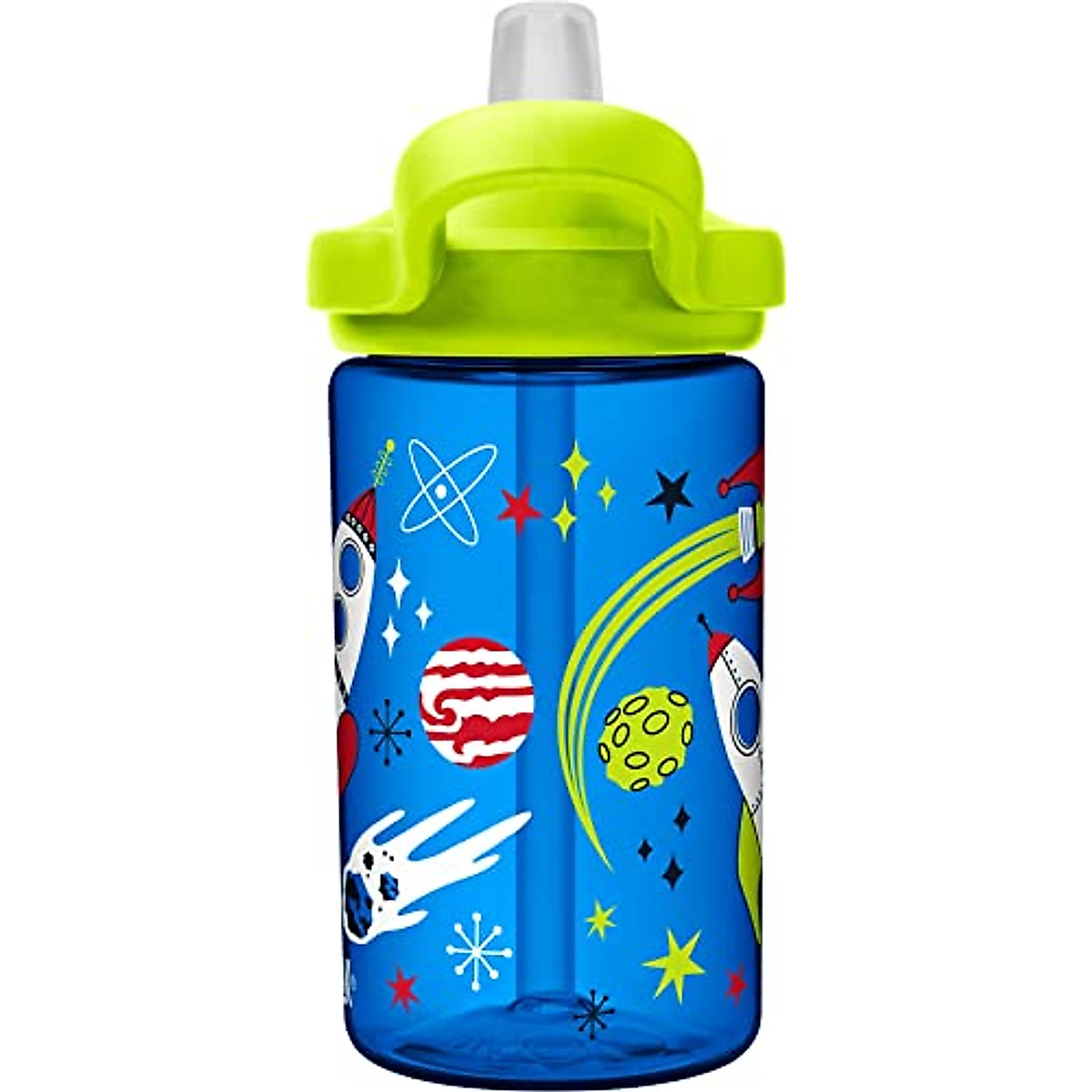 CamelBak Eddy+ 14 oz Kids Water Bottle with Tritan Renew – Straw Top, Leak-Proof When Closed, Retro Rockets