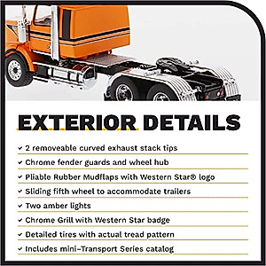 Diecast Masters Western Star 4900 SB Sleeper Tandem Tractor | Real Truck Specifications | 1:50 Scale Model Semi Trucks | Diecast Model by Diecast Masters 71063