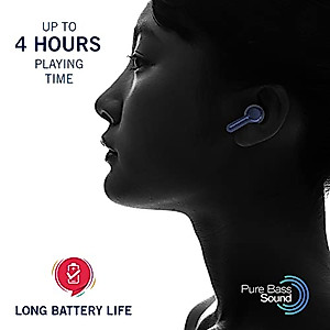 Nautica T400 True Wireless Earbuds, Bluetooth v5.1 TWS in-Ear Earphones with Built-in Mic, Wireless Bluetooth Earbuds with Charging case Touch Control, Ergonomic Design Sweat-Proof USB-C (Navy)