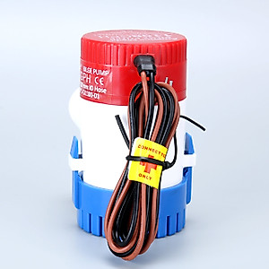 Amarine Made Bilge Pump, 12v Boat Pump 1100gph Marine Boat Bilge Pumps, Fully Submersible Pump for Ponds, Pools, Fishing Boats, RV and Marine Use