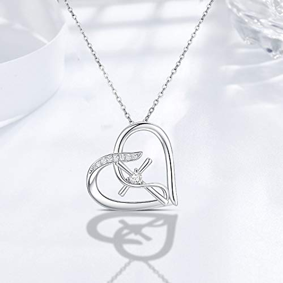 CHENGHONG Cross Necklace for Women 925 Sterling Silver Heart Infinity Faith Pendant Necklace Cross Jewelry Gifts for Girls Men