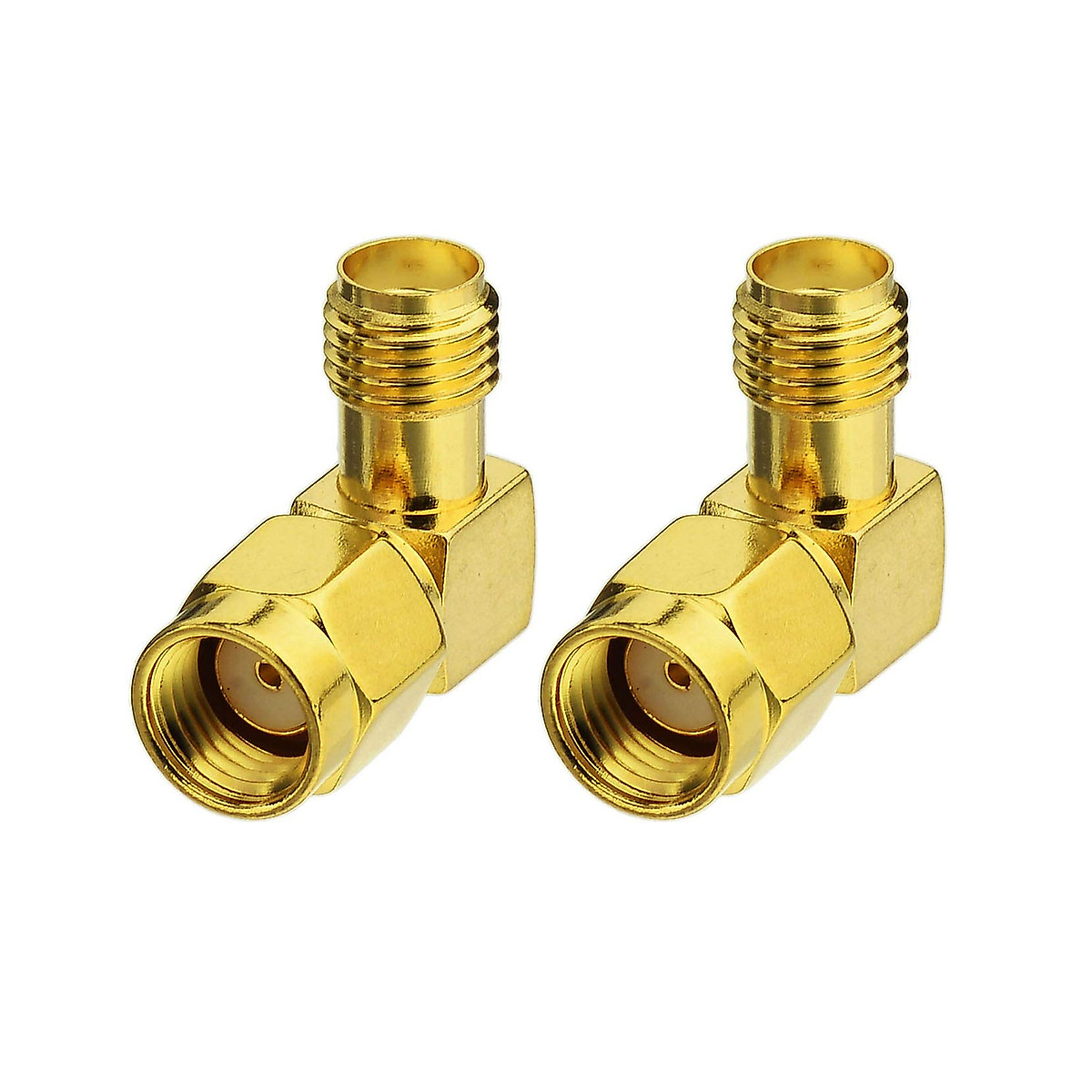 Bingfu RP-SMA Male to SMA Female Right Angle Antenna Connector Adapter (2-Pack) for FPV Drone Controller WiFi Router PCIE Network Card Adapter Security Camera 4G LTE Cellular Trail Camera