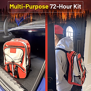 72 Hour Emergency Kit - 2-Person, 3 Day Backpack, First Aid Kit, Survival Blanket, Emergency Food, Emergency Water Portable Disaster Preparedness Go-Bag for Earthquake, Fire, Flood