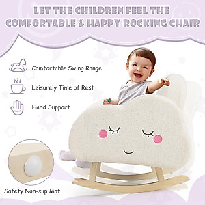 INFANS Kids Sofa, Toddler Rocking Chair with Solid Wooden Frame, Anti-Tipping Design, Plush Fabric, Children Armchair for Nursery Kindergarten Playroom Preschool, Gift for Boys Girls